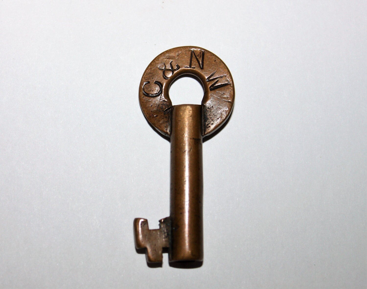 Antique C & NW Hollow Barrel Brass Key, The Chicago and North Western ...