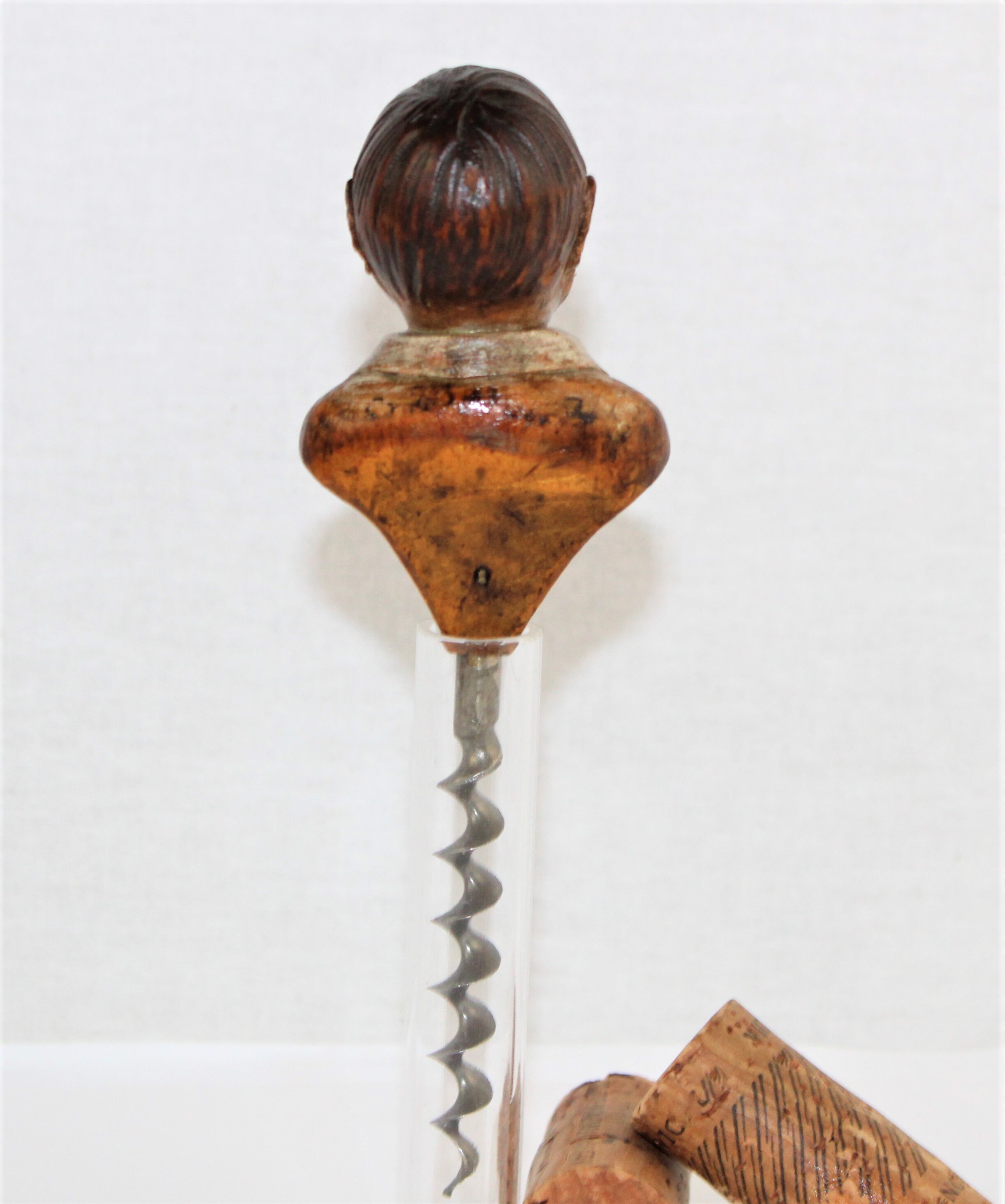 Italian Anri Woodcarving Corkscrew, Italian Waiter, Wine Bottle Opener