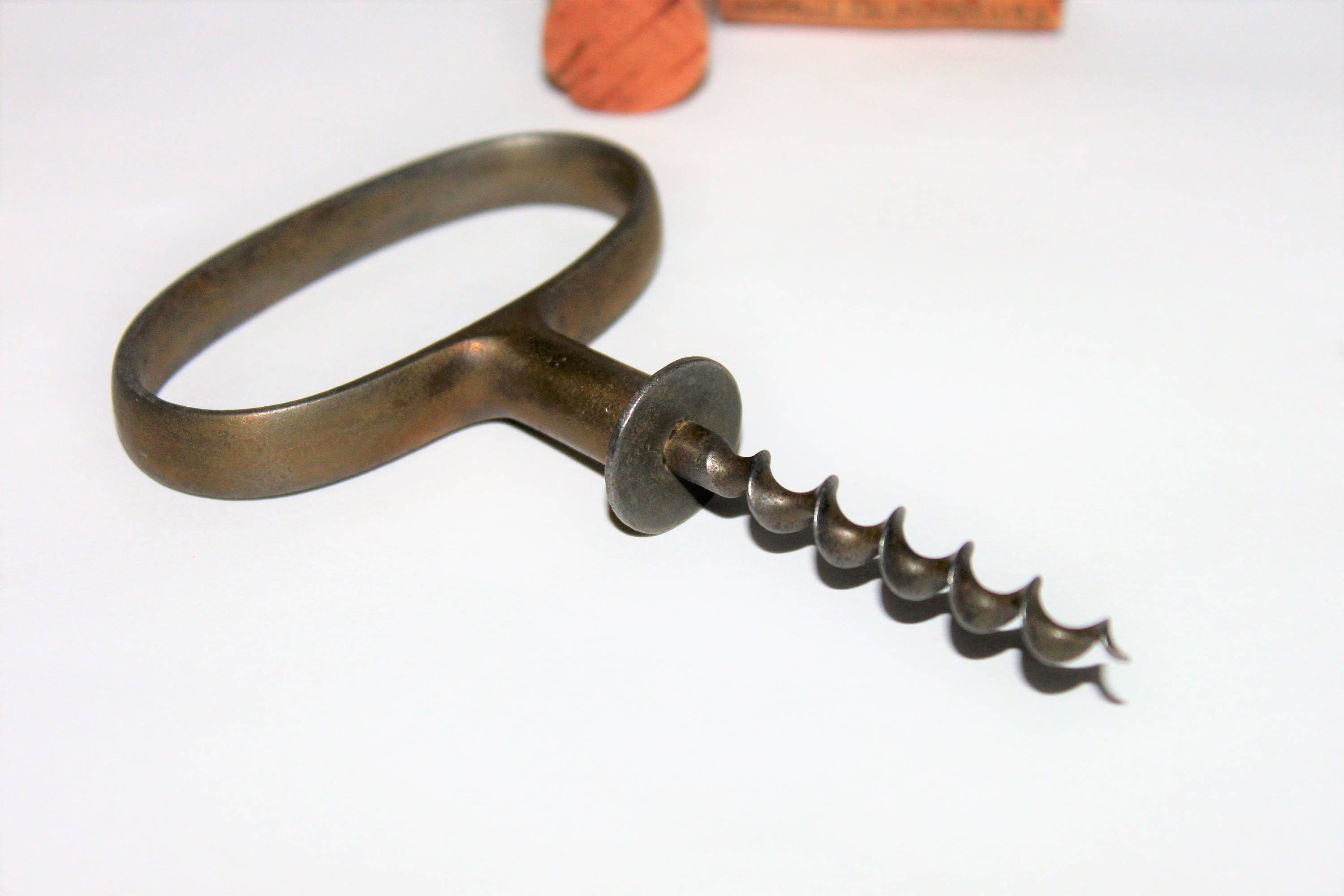 Antique 1880s English Cellerman’s Four Finger Pull with Button Corkscrew