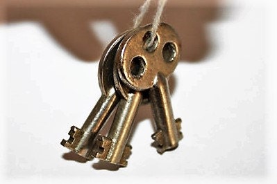 Vintage Set of Three Skeleton keys, Double Sided Skeleton Key