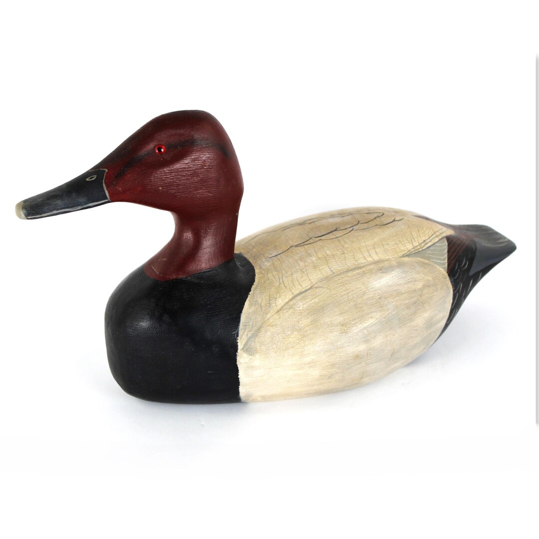 Hand Carved Wooden Duck Decoy: Canvas Back Drake, Hunting Decor - Etsy