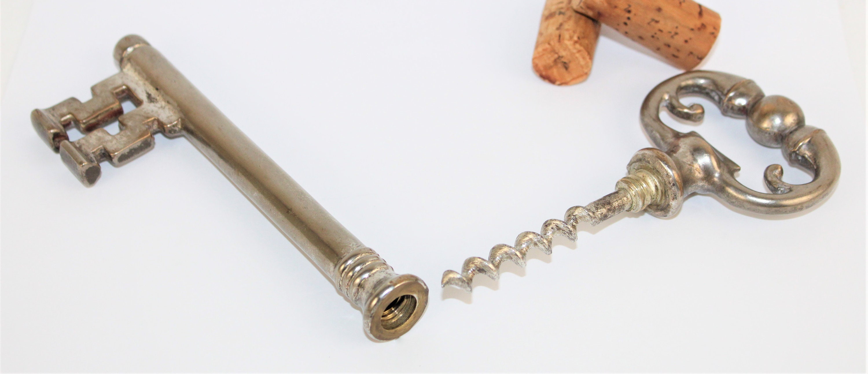 Large Skeleton Key with Hidden Corkscrew, Wine Bottle Opener