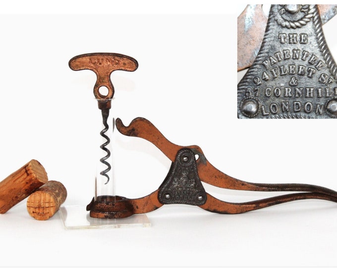 Antique 1800s LONDON LEVER Corkscrew, LUND Single Lever Corkscrew ...
