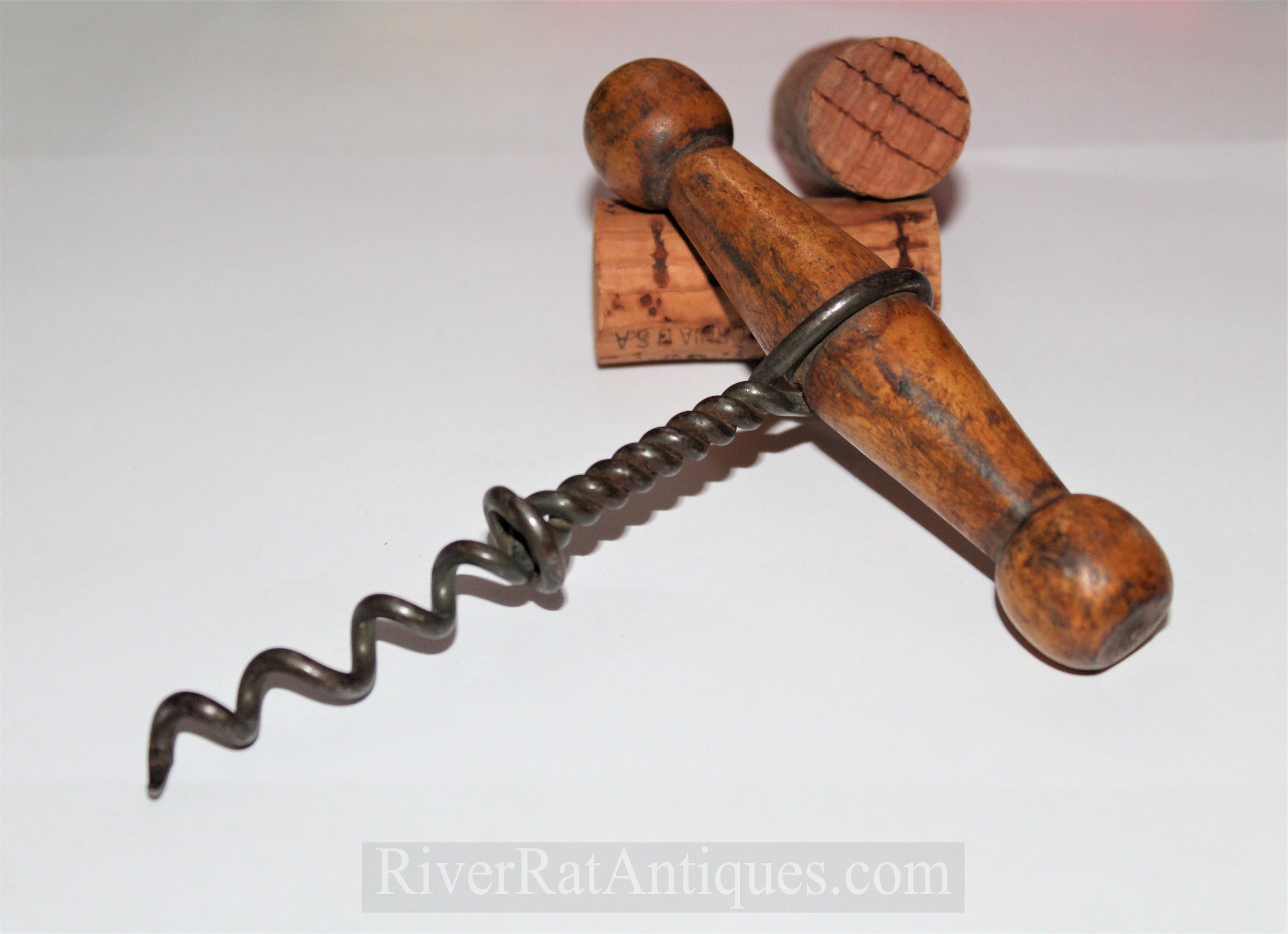 Antique 1890s William Rockwell Clough Wood T-Style Corkscrew