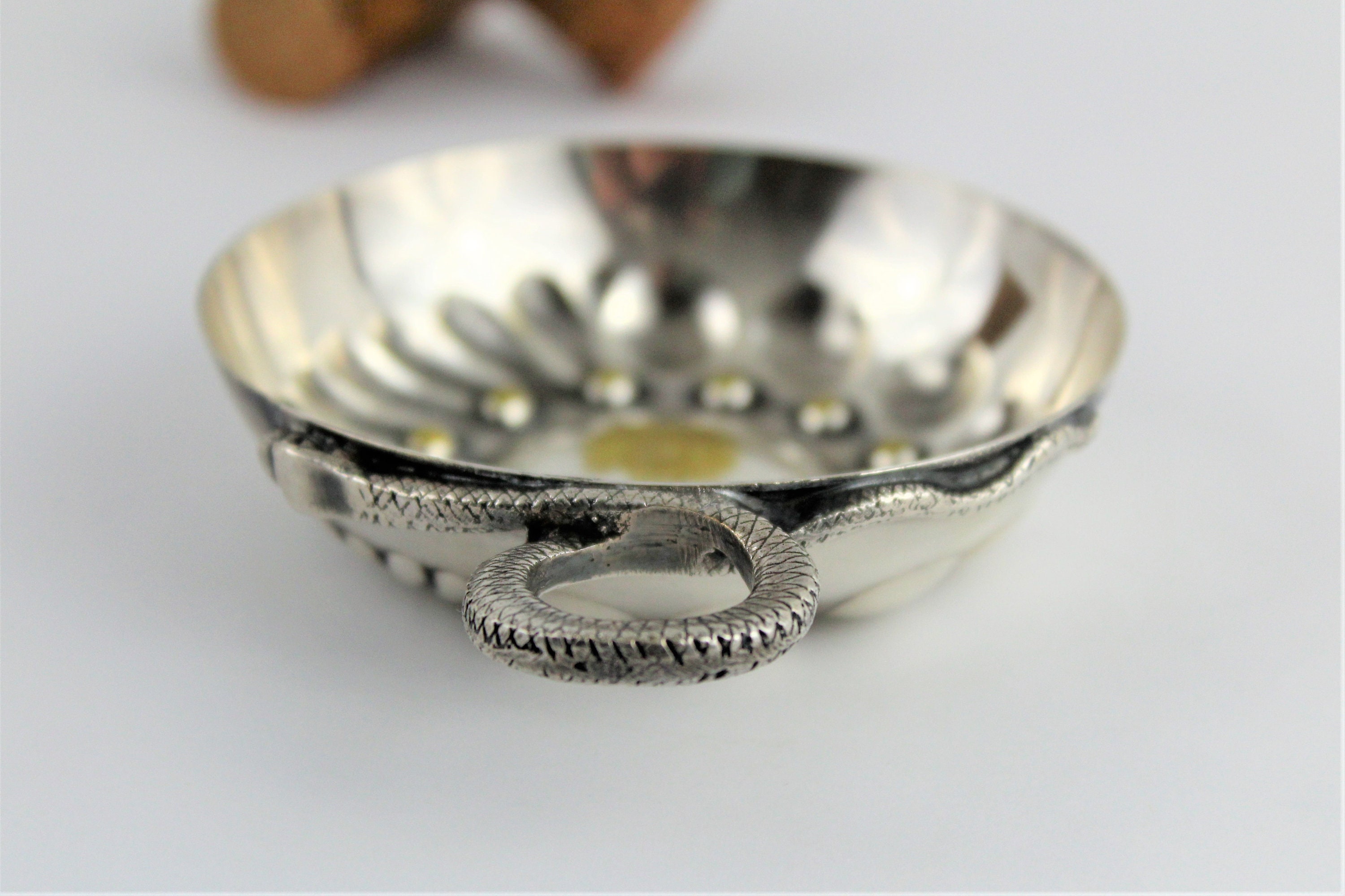 Vintage Barware, Snake Handle, Sommelier Tasting Cup, Tastevin Cup