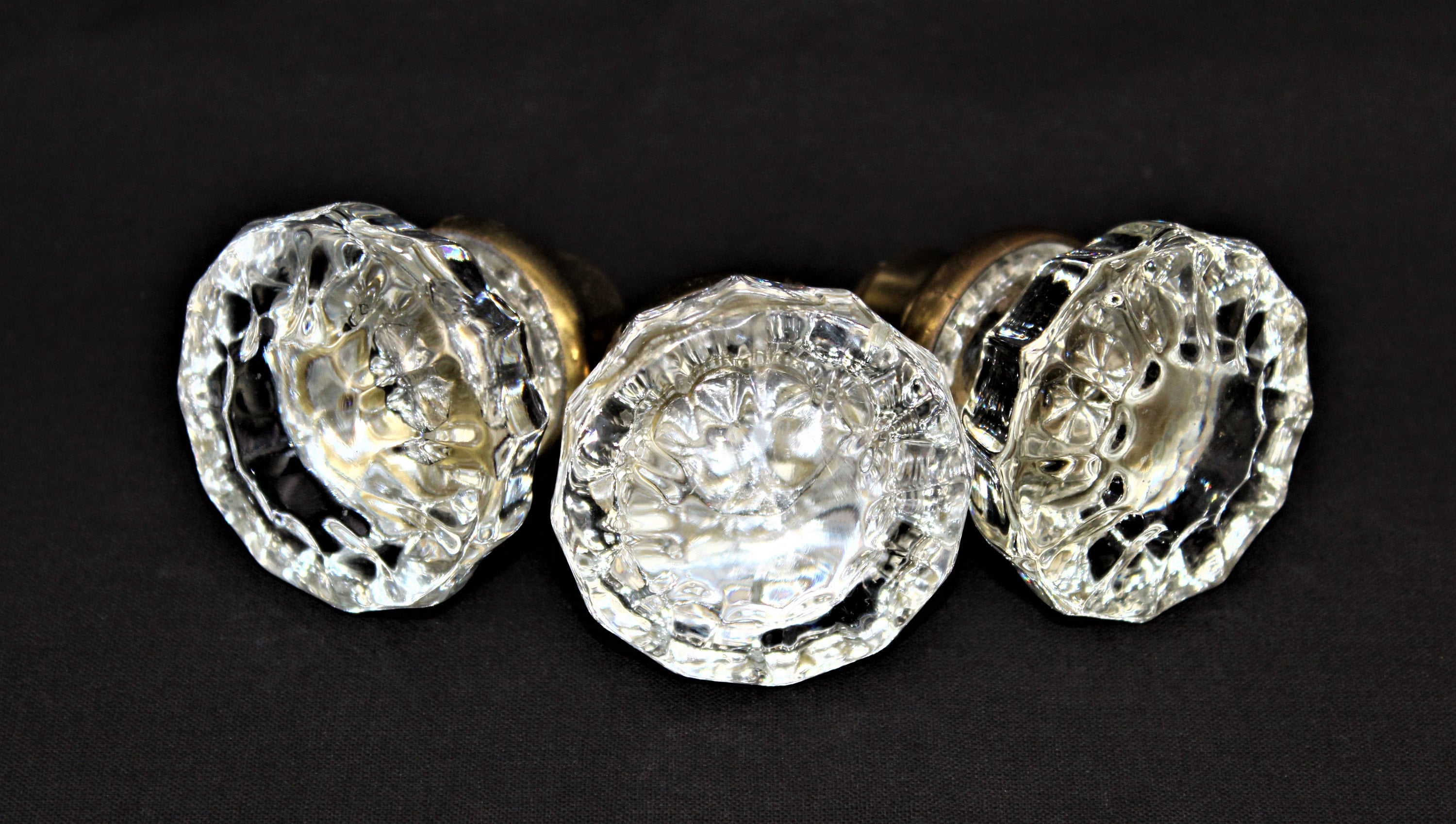 Three Vintage Crystal Glass Door Knobs