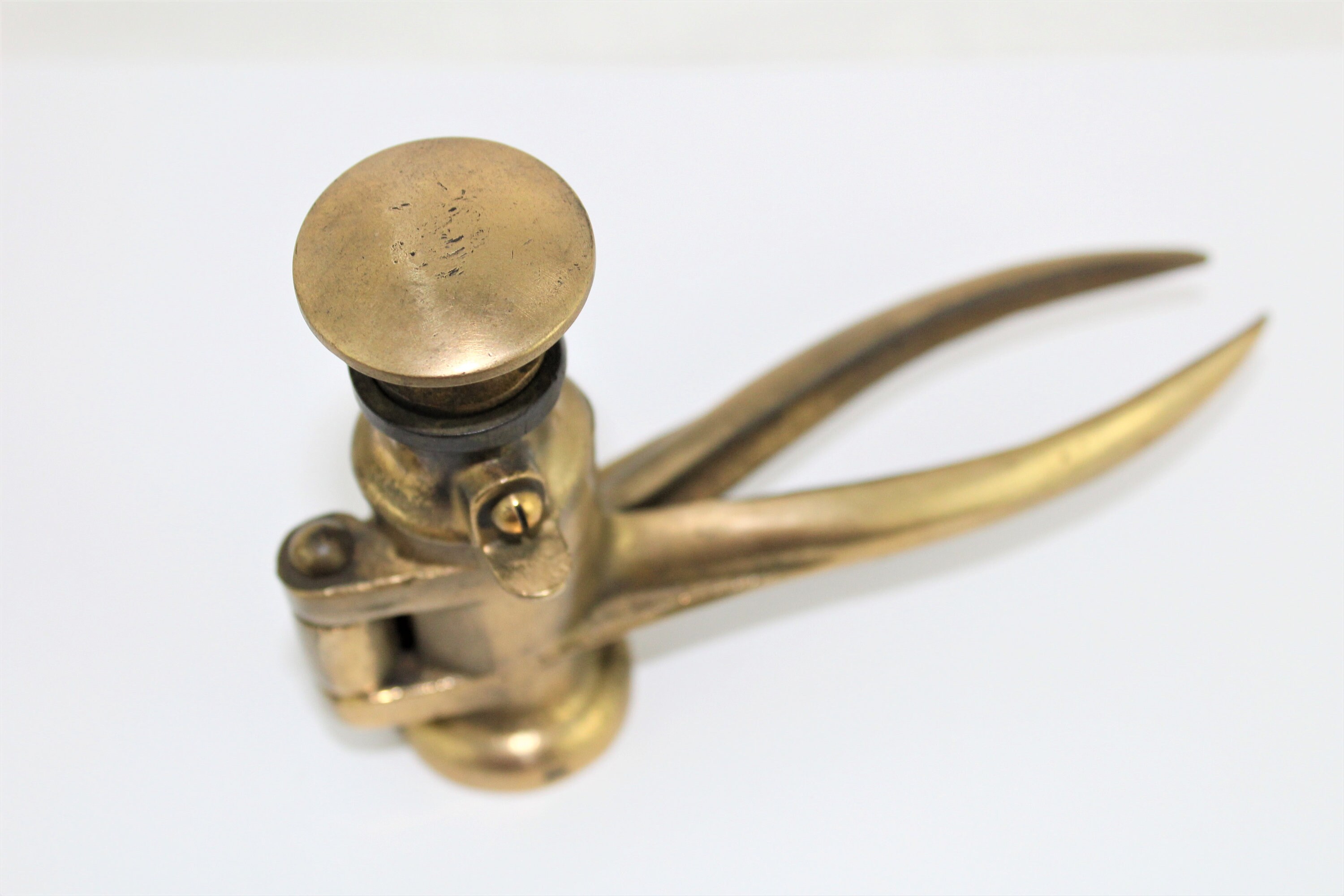 Vintage Solid Brass French Corker / Cork Inserter, Vintage Barware