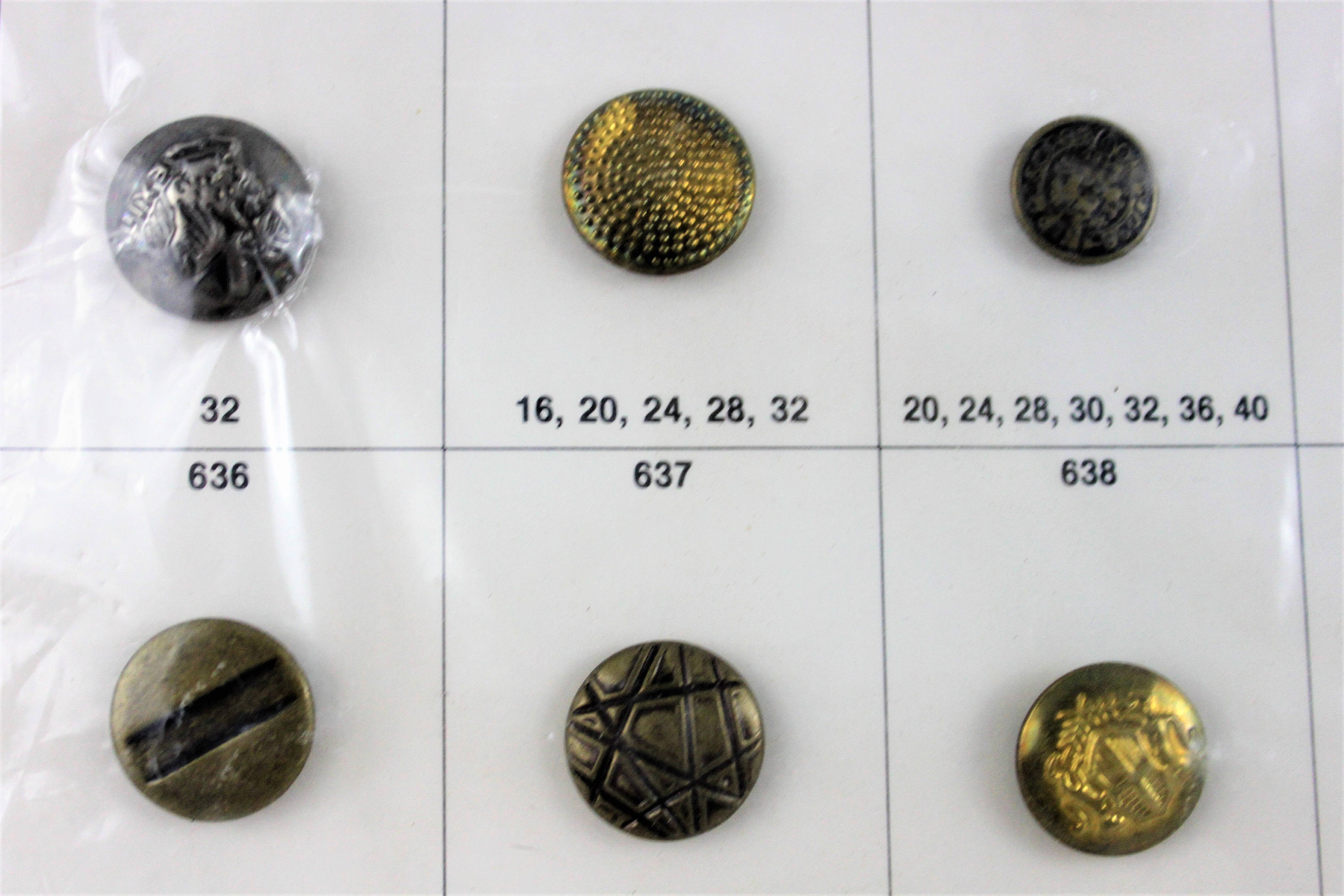 Three Vintage 1960s Button Merchandise Display Catalog Cards, Meatl Buttons