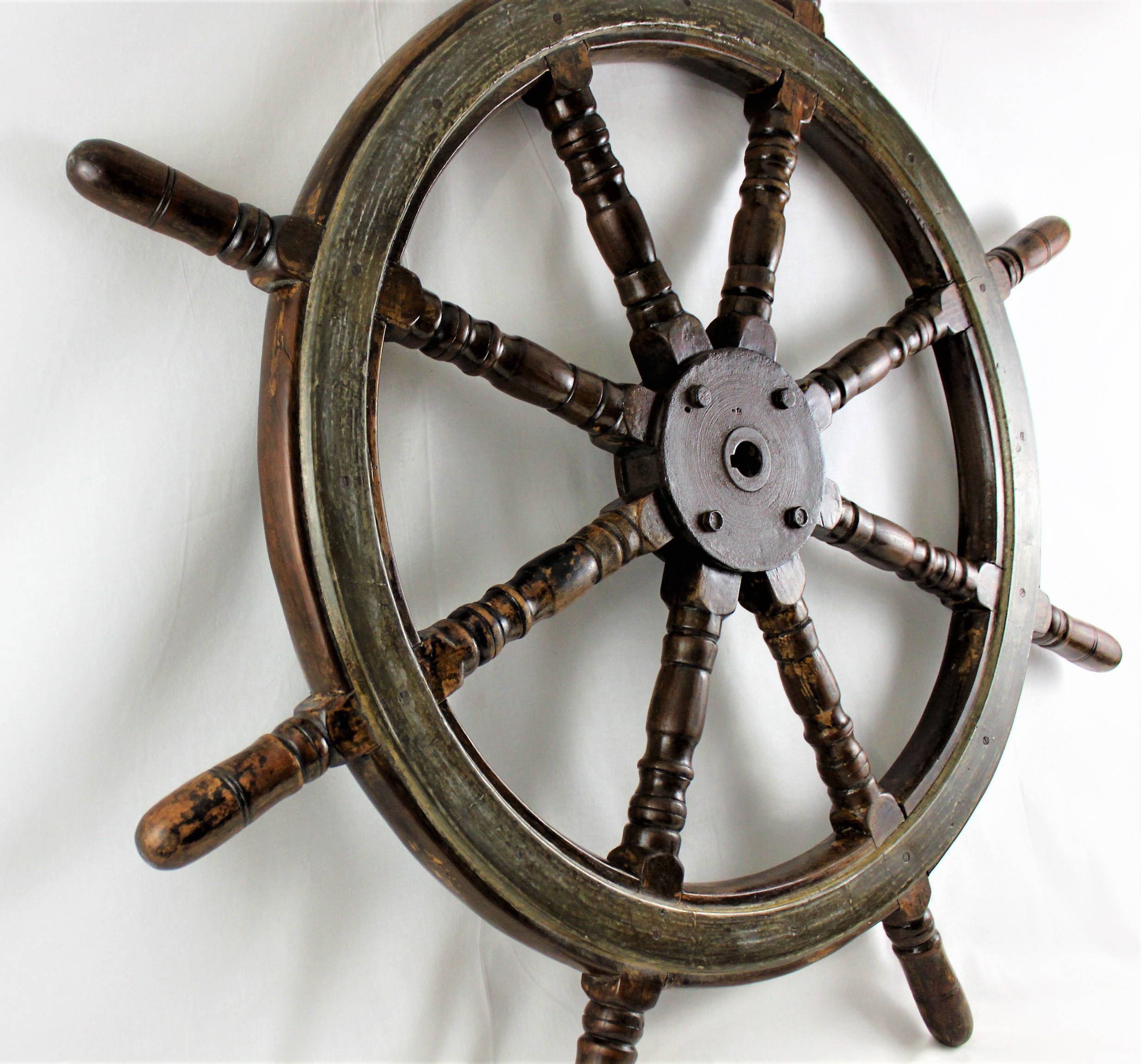 Antique Large Eight Spoke Wood Ships Wheel Antique Large Eight Spoke Wood Ships Wheel