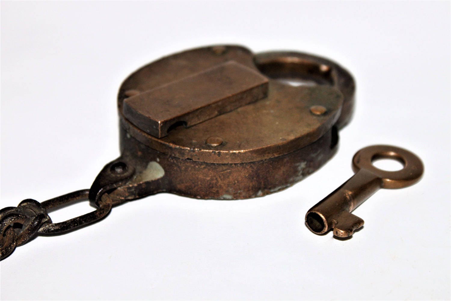 Vintage Eagle Lock Co. Brass Railroad Lock w/ key