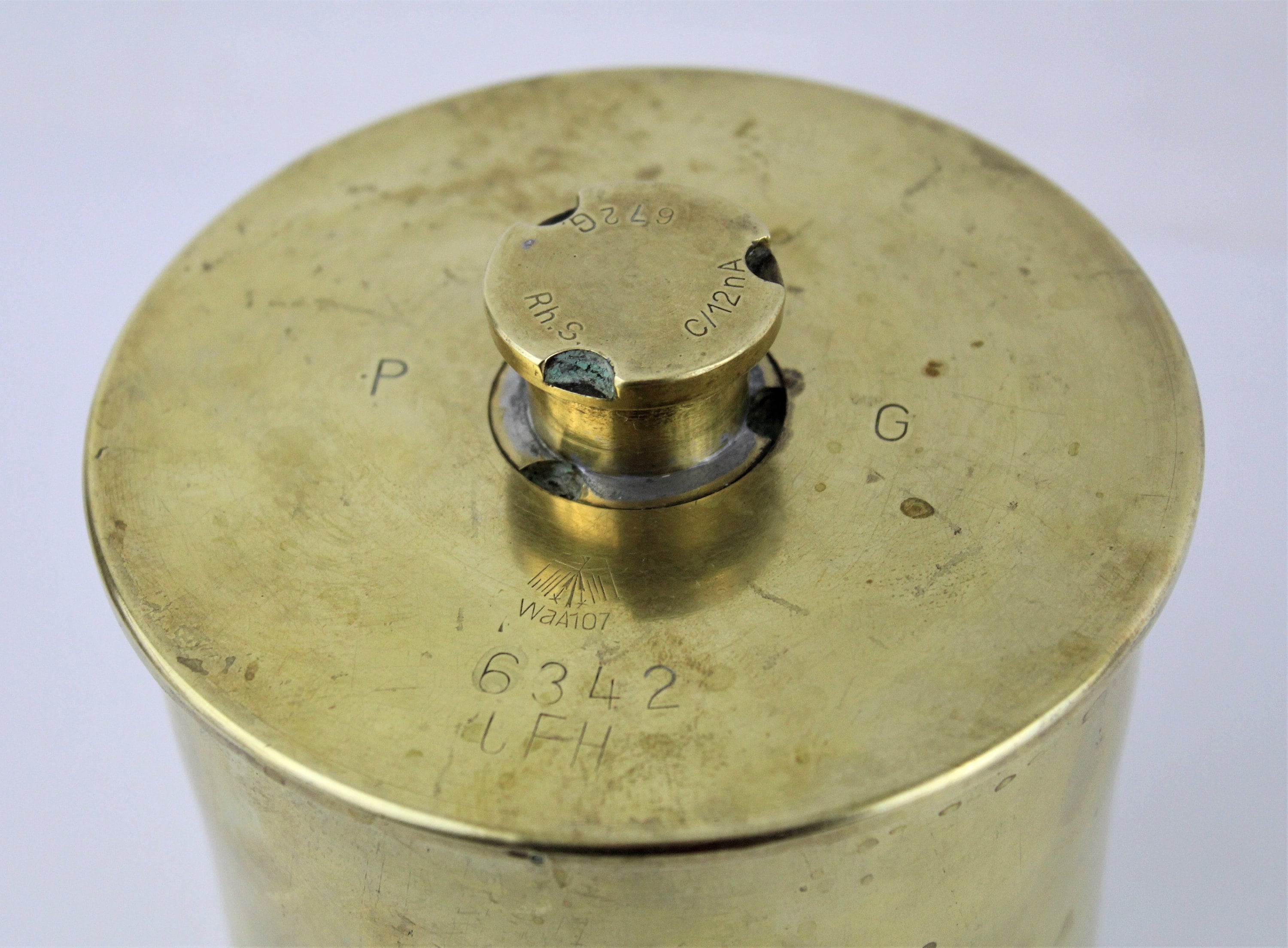WWII Trench Art, German Howitzer 6342 Trench Art Tobacco Humidor, Canister