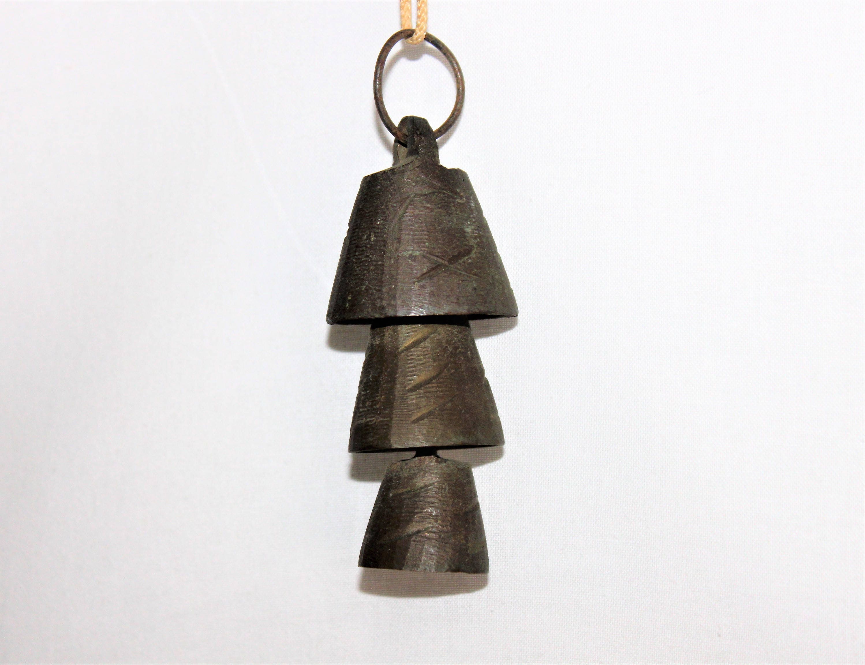 Charming set of 3 Vintage Bronze Nested Bells, Asian Temple Bells