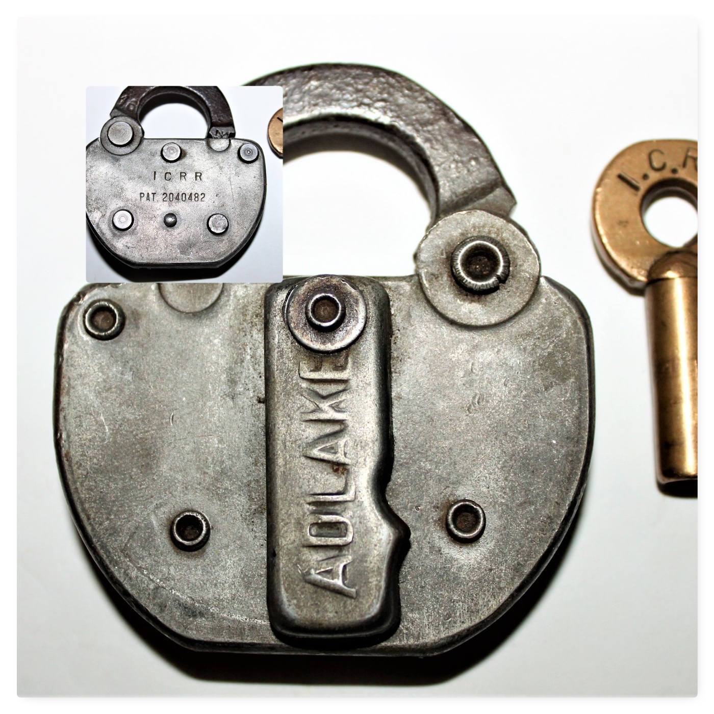 Vintage 1947 Adlake ICRR, Illinois Central Railroad Switch lock with ...