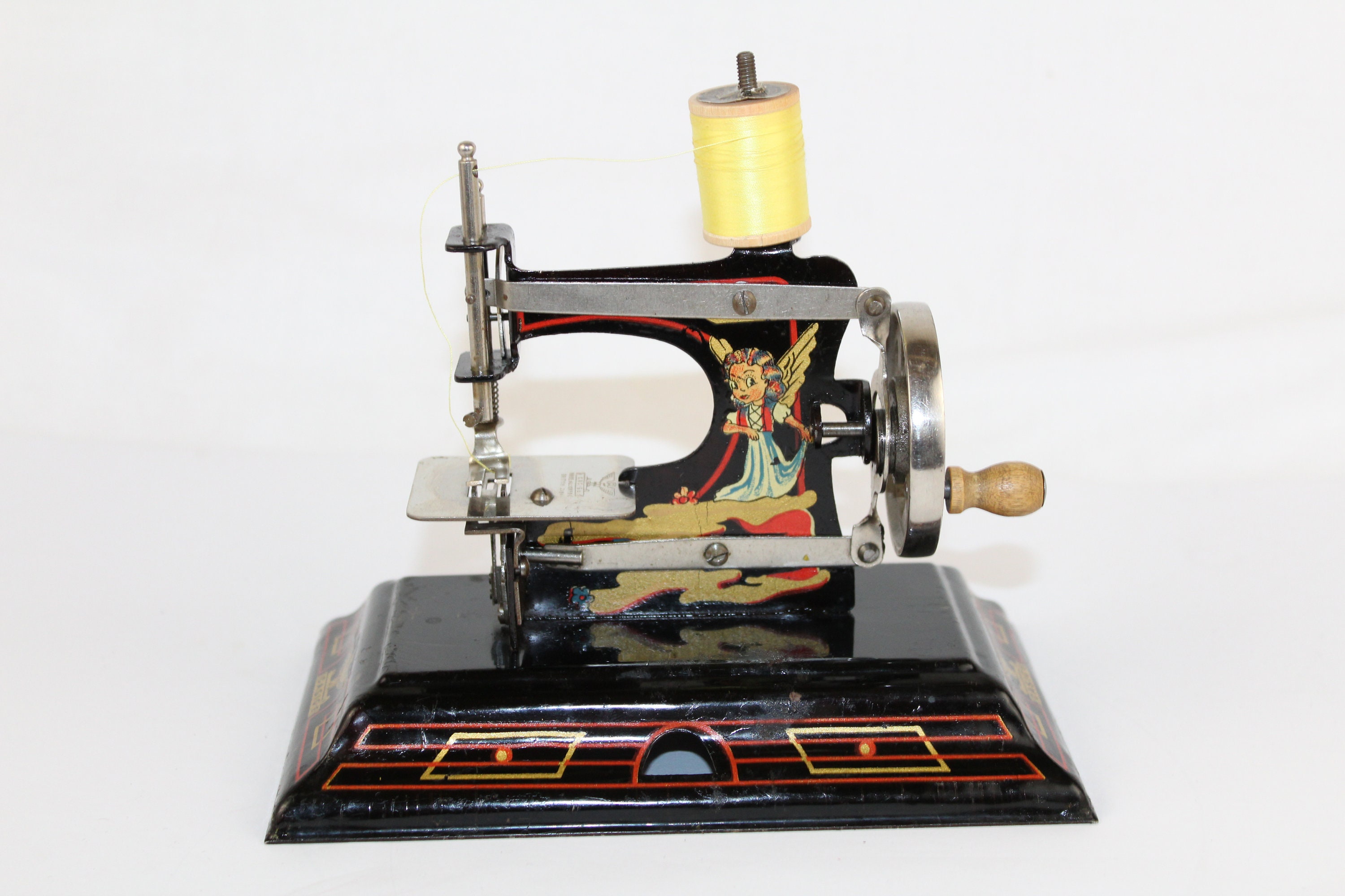 1940s German Casige Toy Sewing Machine, Casige Fairy Tale Model 121