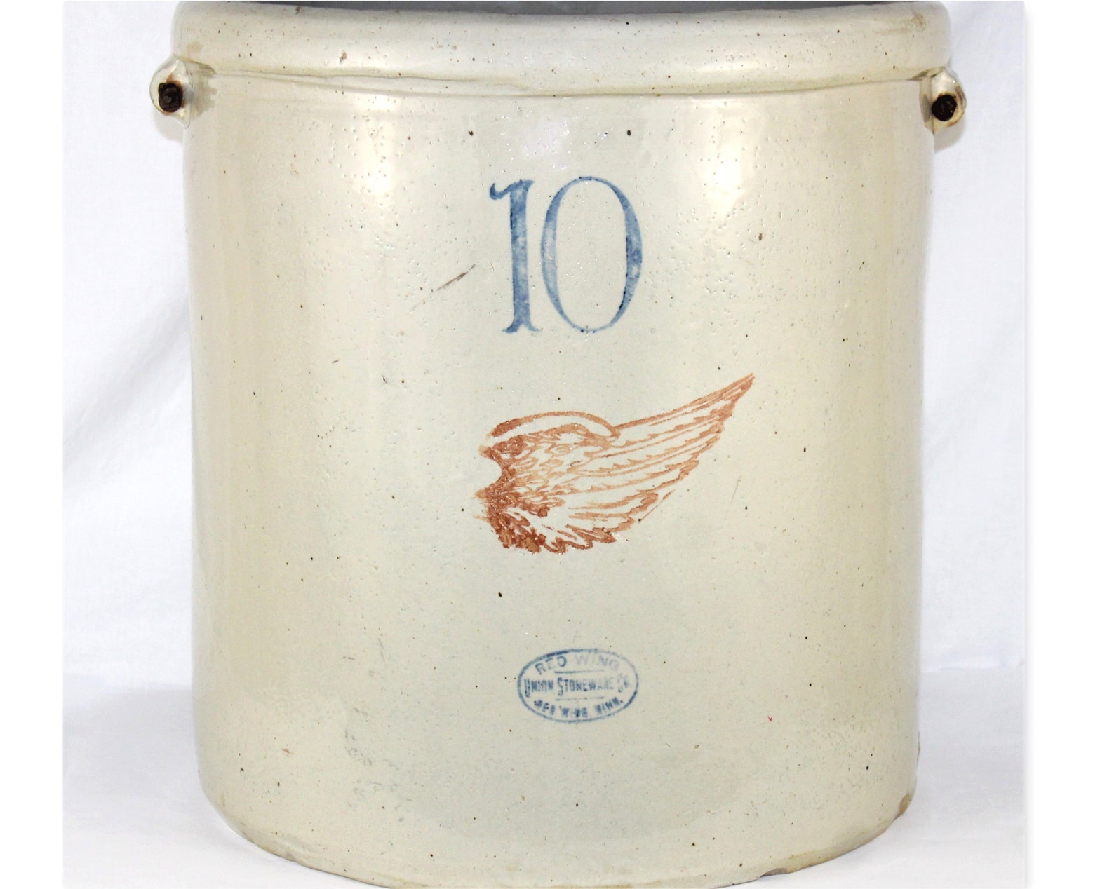Antique 1915 Red Wing Stoneware Crock: 10 Gallon, 6" Wing Logo - Etsy