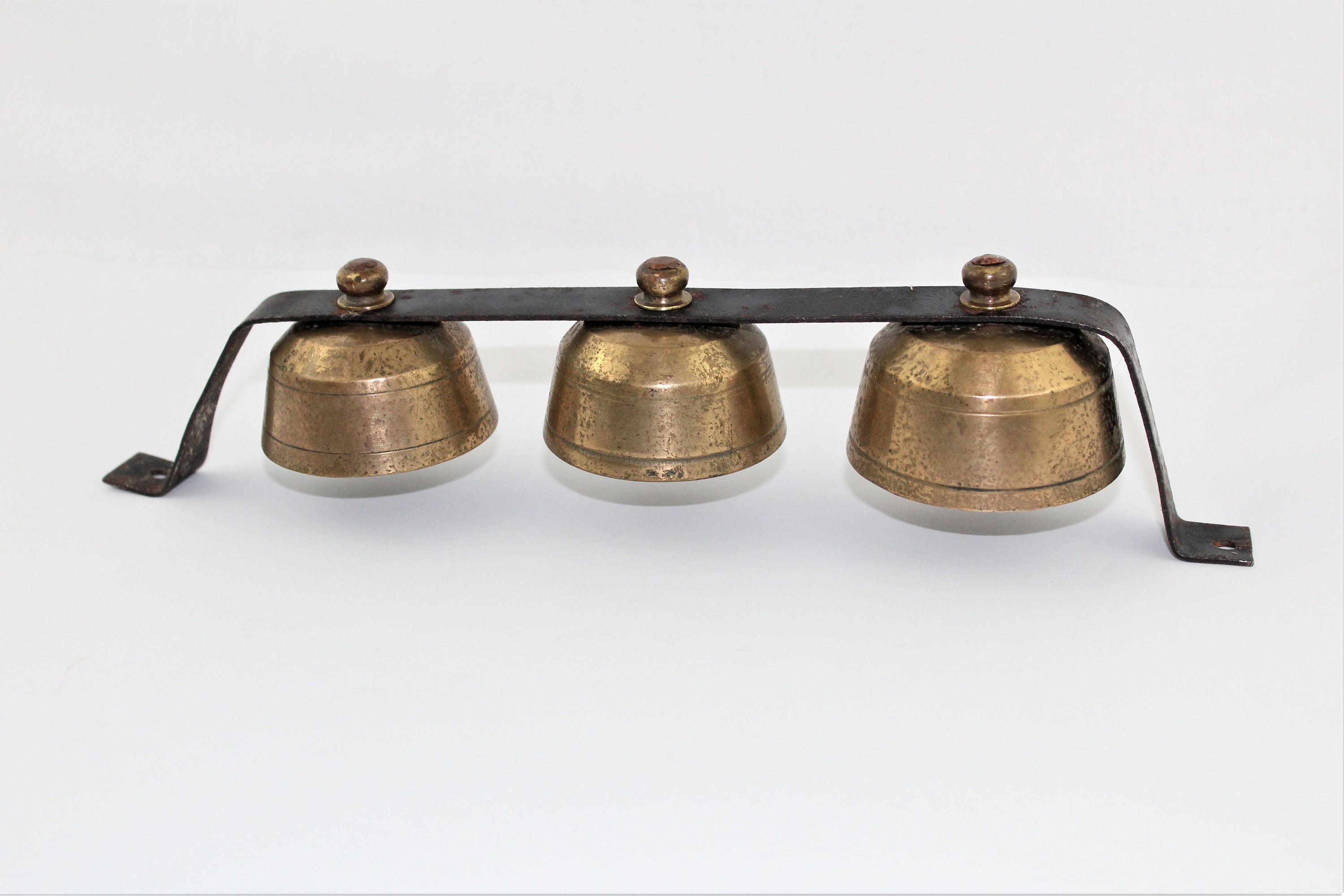 Antique Brass Horse Bells, Graduated Shaft Chimes