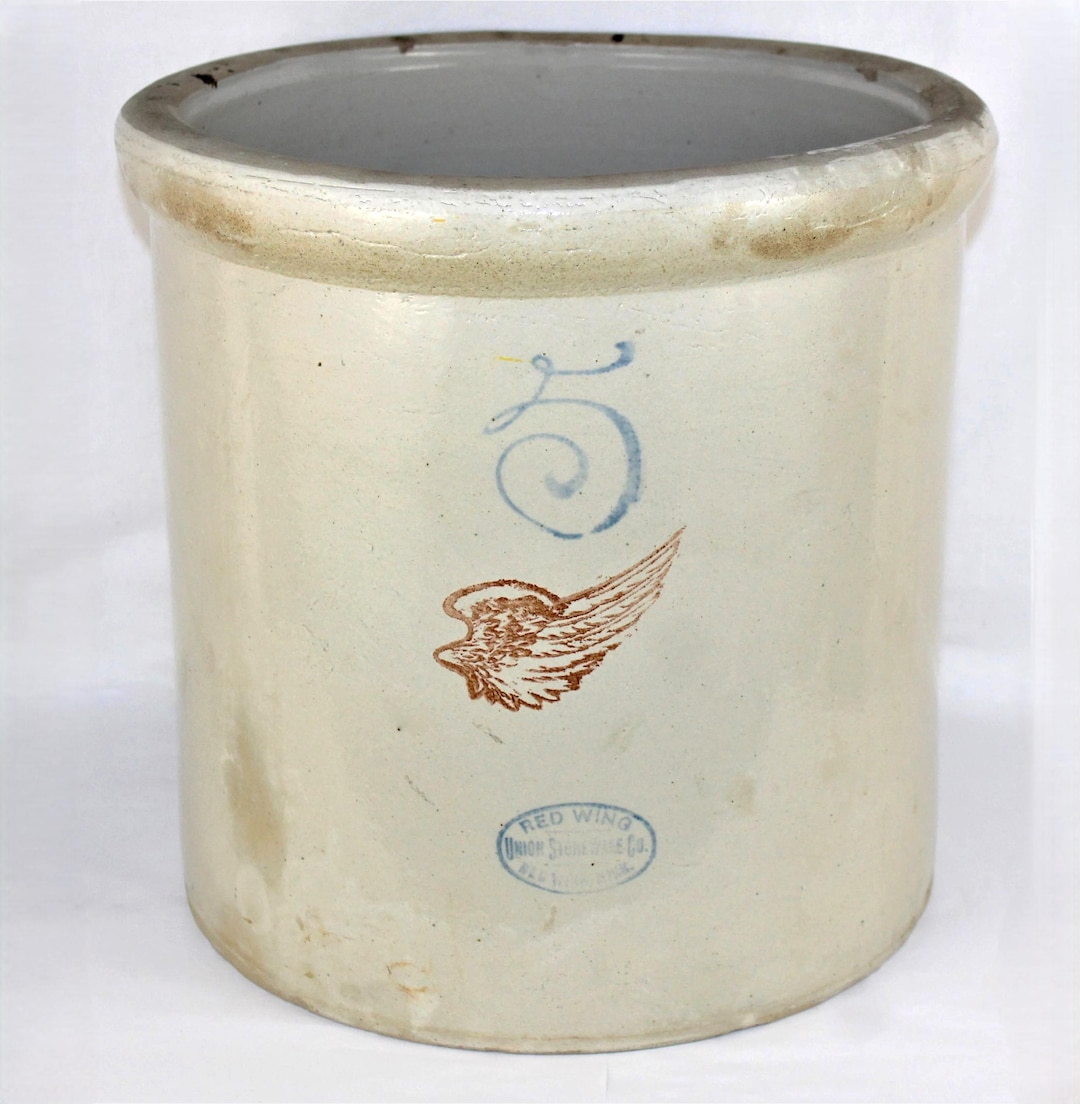 Antique Red Wing 5-gallon Crock: 1920s Union Stoneware, 4" Logo - Etsy