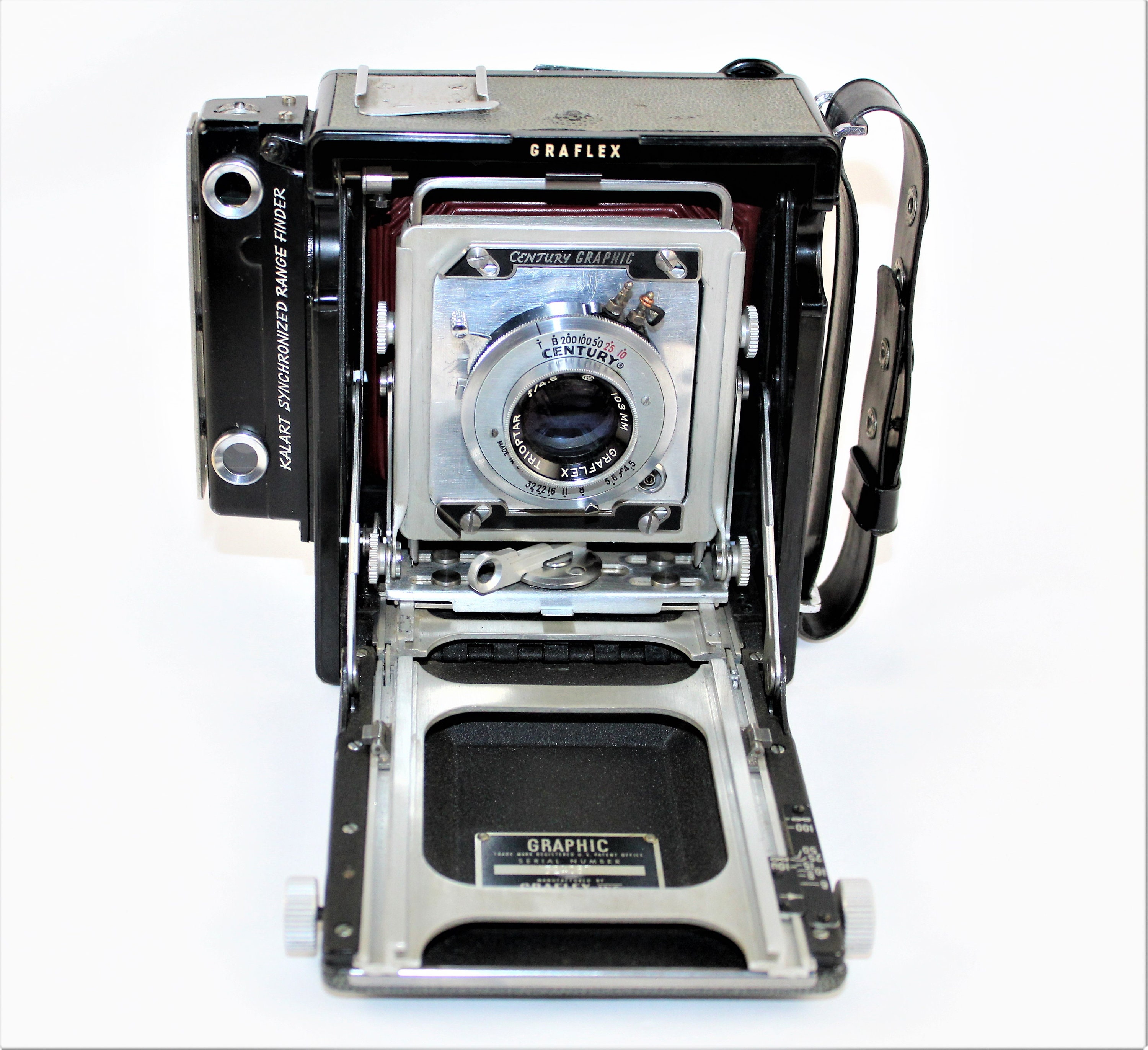 1950s Graflex Century Graphic Camera, Folding Camera, Red Bellows Camera