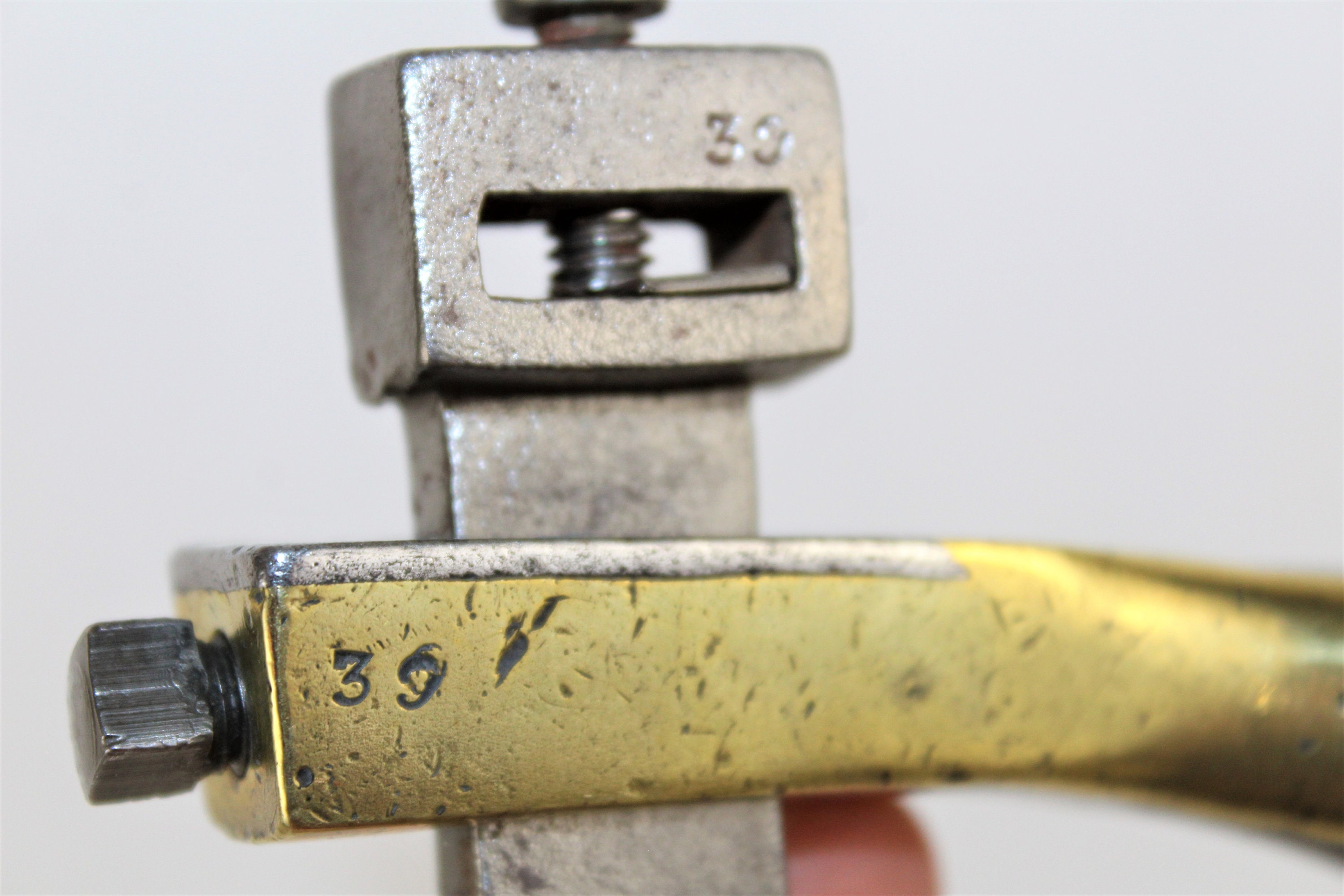 Antique 1877, C S Osborne Pistol Grip Draw Gage, Leather Slitter