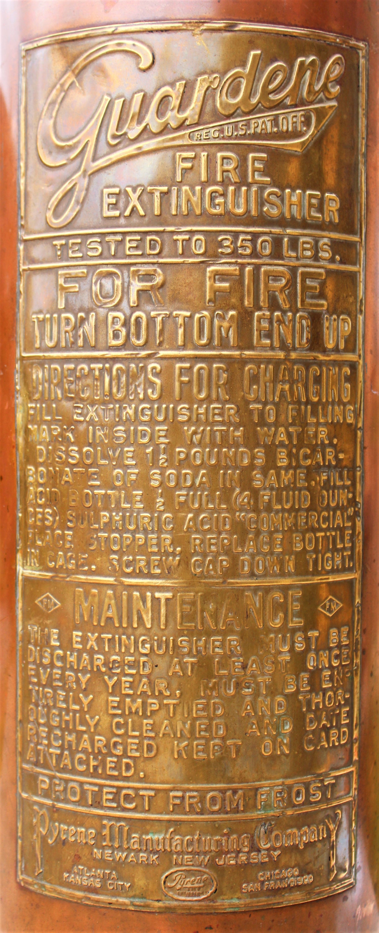 Fire Memorabilia / Guargene Fire Extinguisher / Fire Fighter / Antique ...