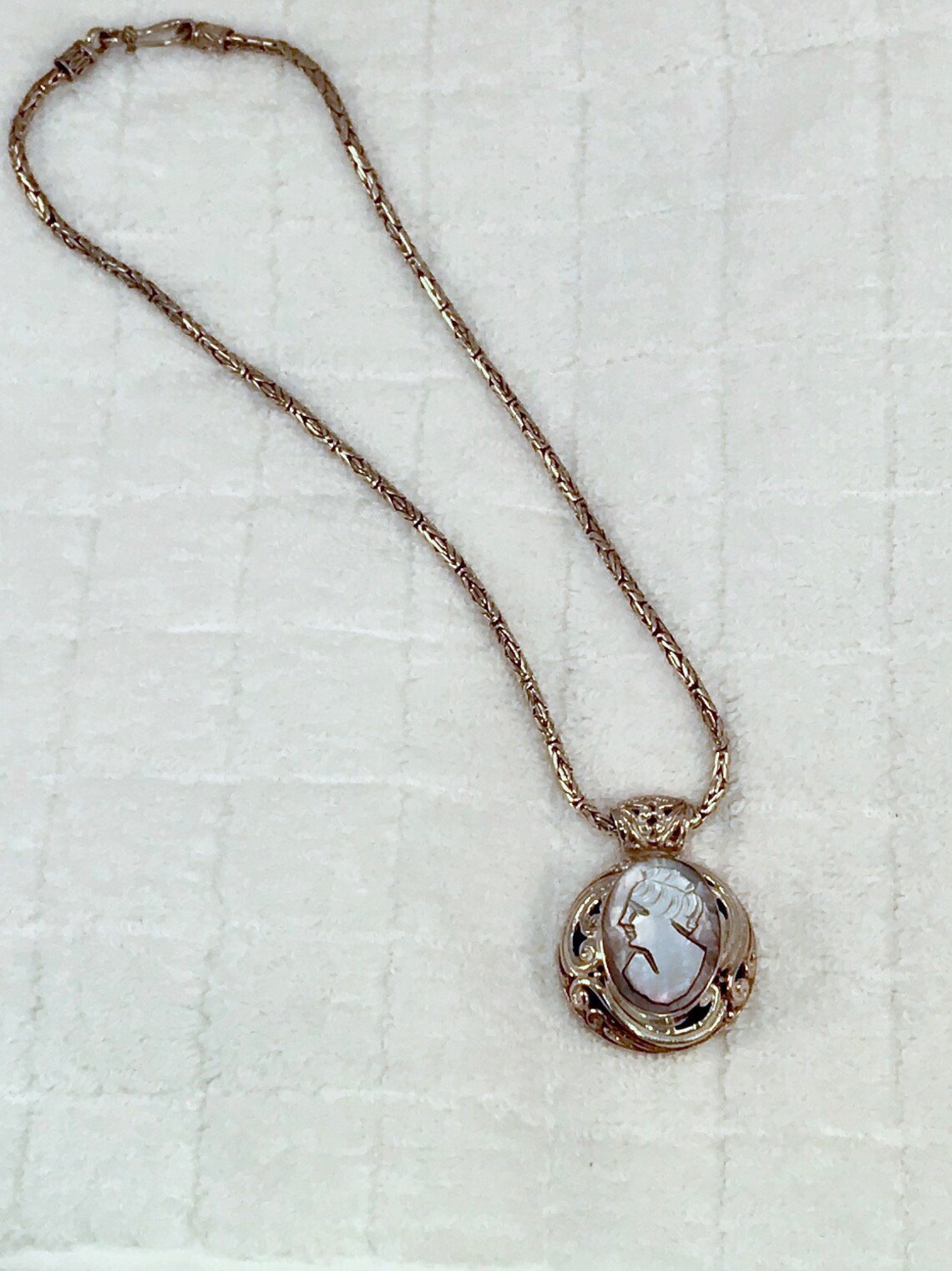 Queen Victoria Shell Cameo on Silver Chain | Etsy