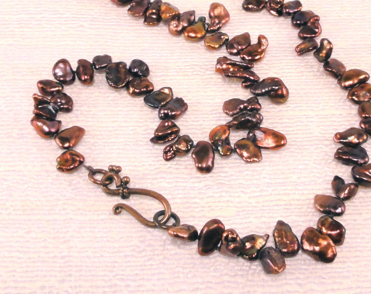 Copper/rust Freeform Pearl Necklace - Etsy