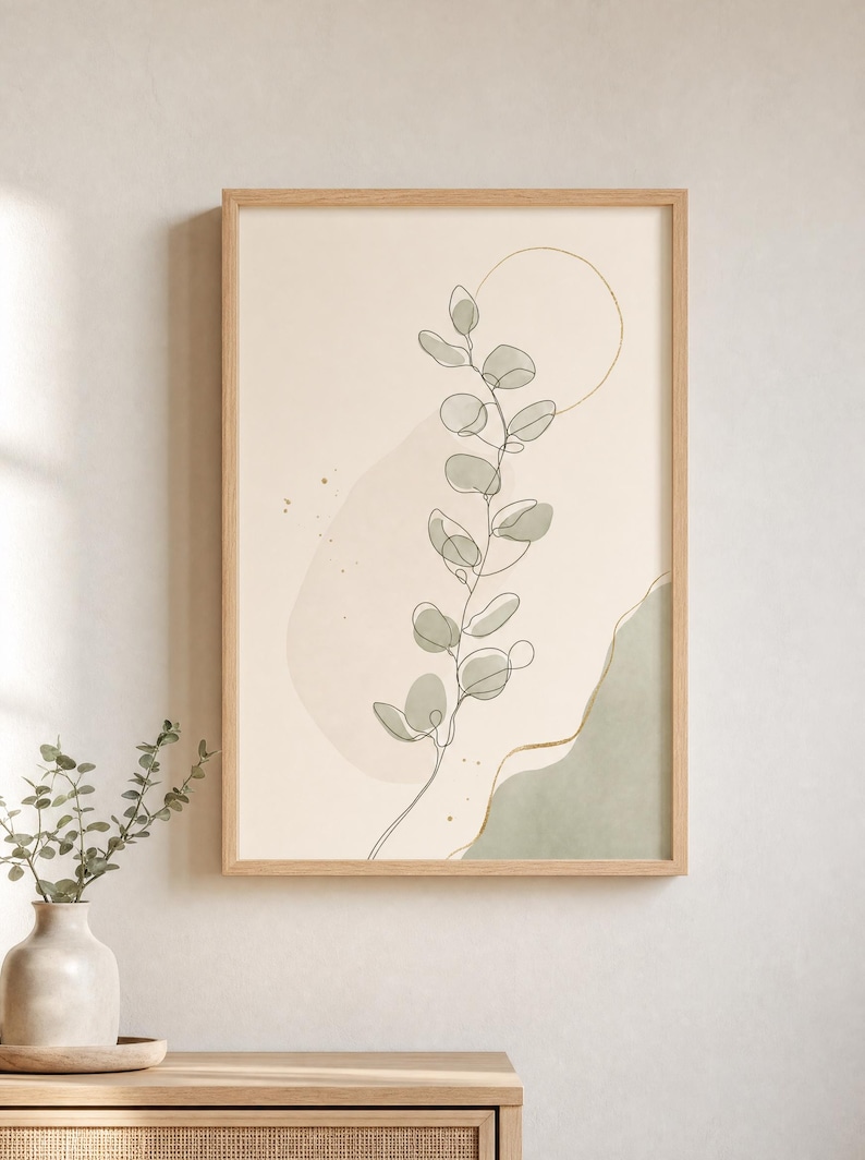 Botanical Line Art Set | Eucalyptus, Fern, Wildflower Prints (digital ...