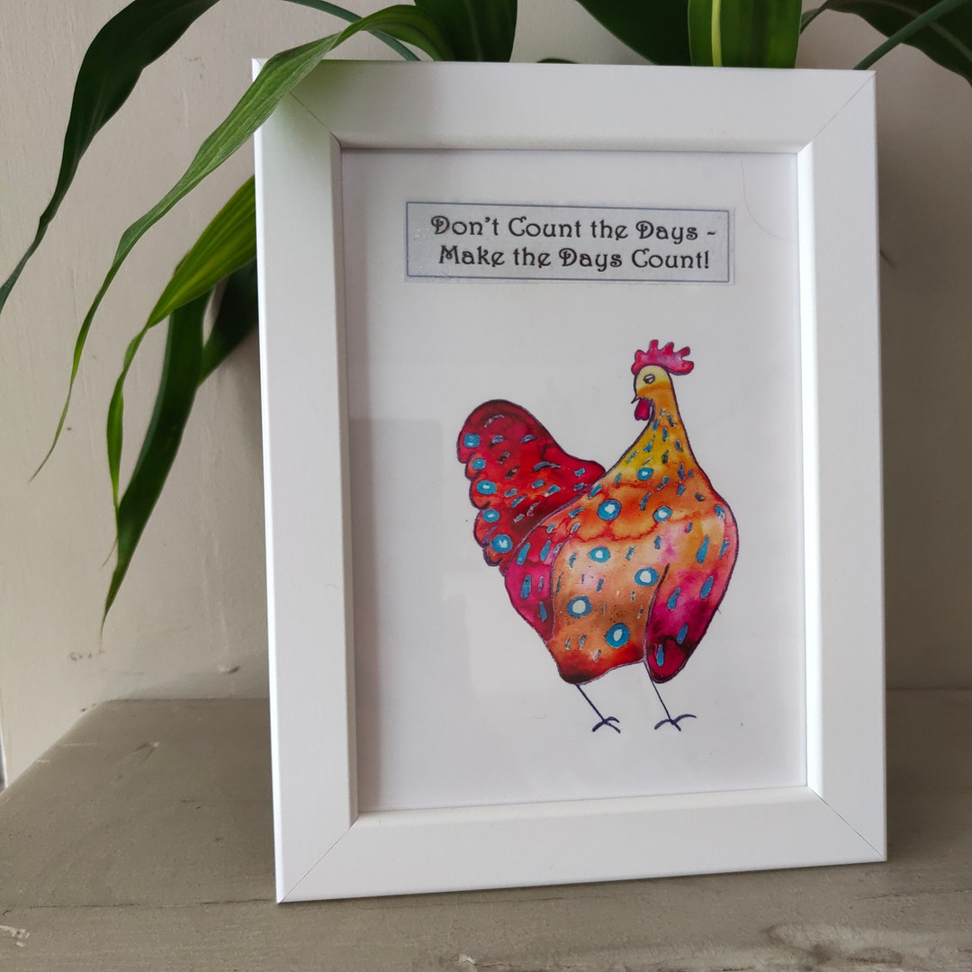 Chicken Wall Art Framed Print 5x7 Inch Whimsically Wise Watercolour Hen ...