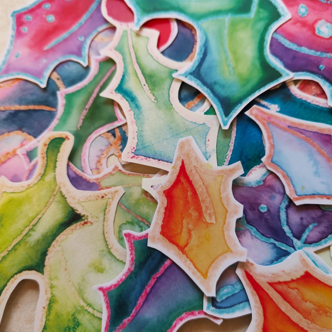 DIY Christmas Wreath Printable Kit – Watercolour Holly & Ivy, Festive ...