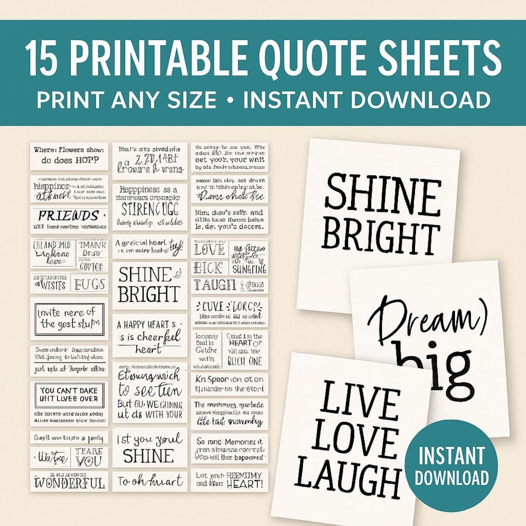 Printable Inspirational Quote Sheets – 15 Quote Sheets – Positive ...