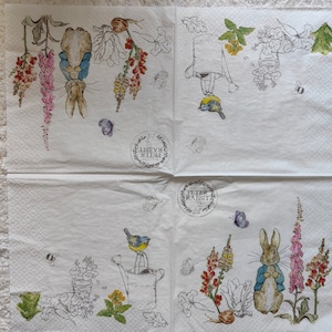 Peter Rabbit Napkins, Set of 4 Paper Decoupage Napkins, Luncheon Size ...