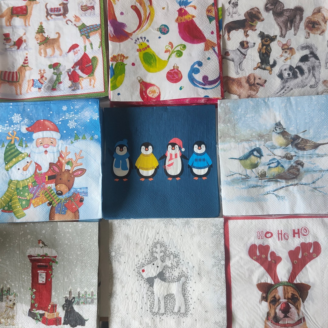 Christmas Winter Decoupage Napkin Bundle. 9 Designs. Luncheon Size ...