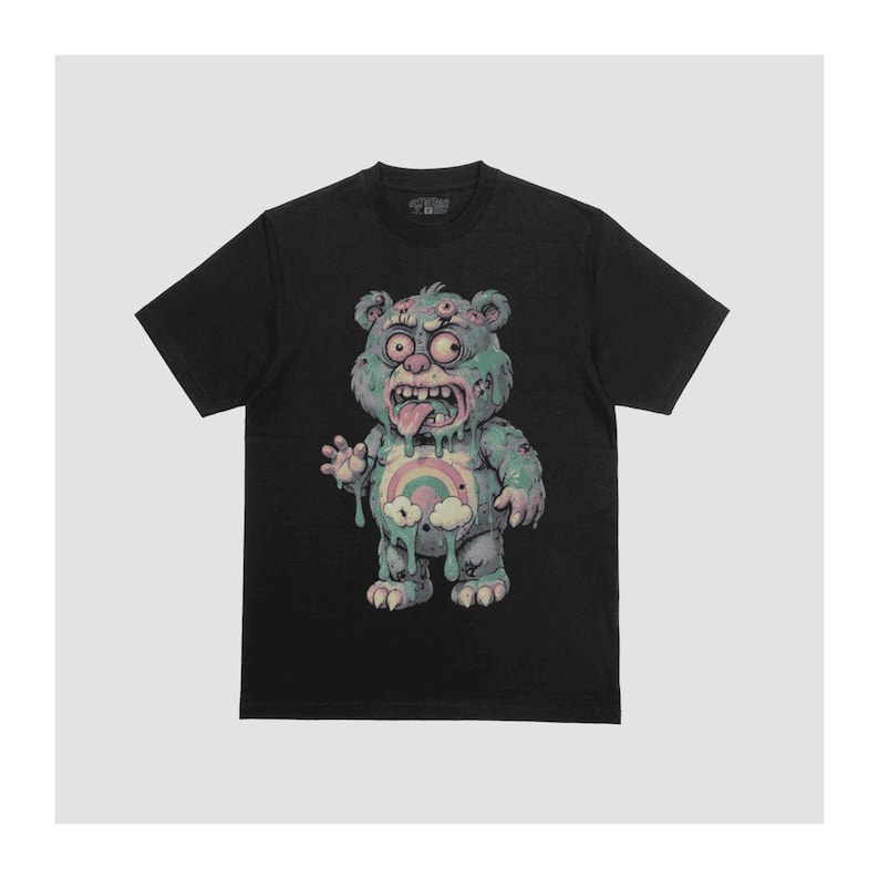Zombie Bear Design Screen-printed Graphic on Cotton T-shirt - Etsy