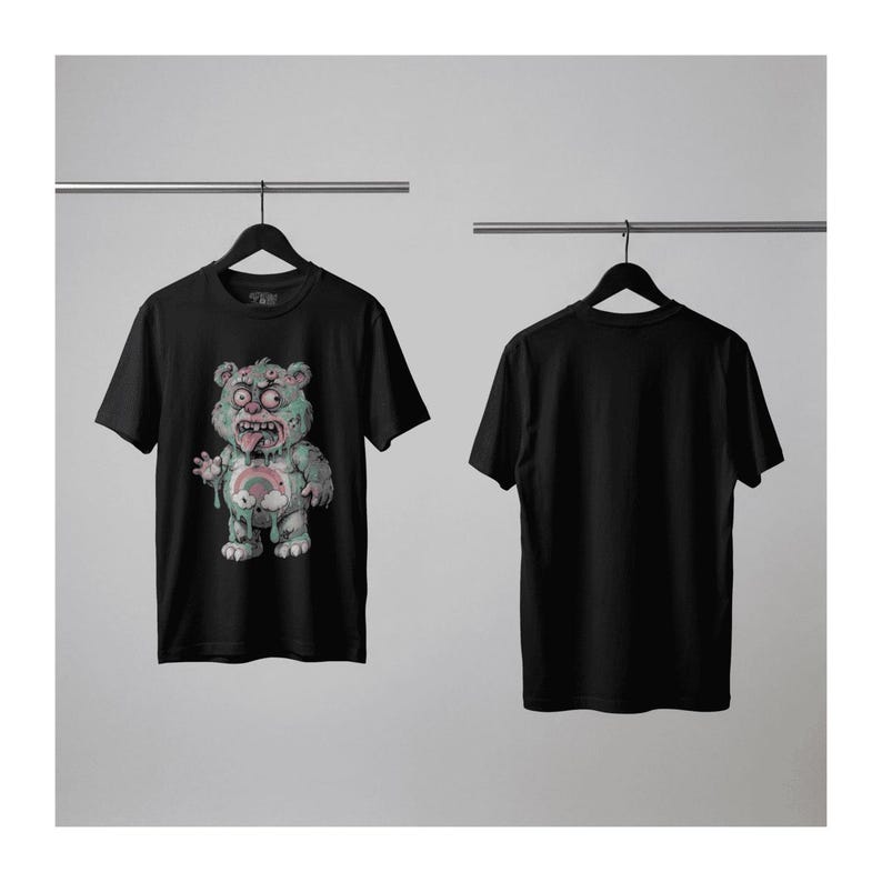 Zombie Bear Design Screen-printed Graphic on Cotton T-shirt - Etsy