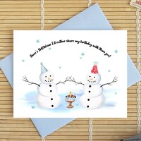Handmade Birthday Card - Snowman Snowflakes Winter - Etsy