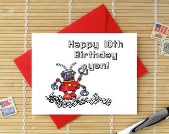 Robot Birthday Card - Etsy