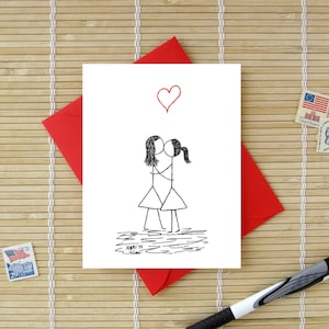 Canoodle Doodles No. 82 - Lesbian Couple / Romantic Valentine Birthday ...