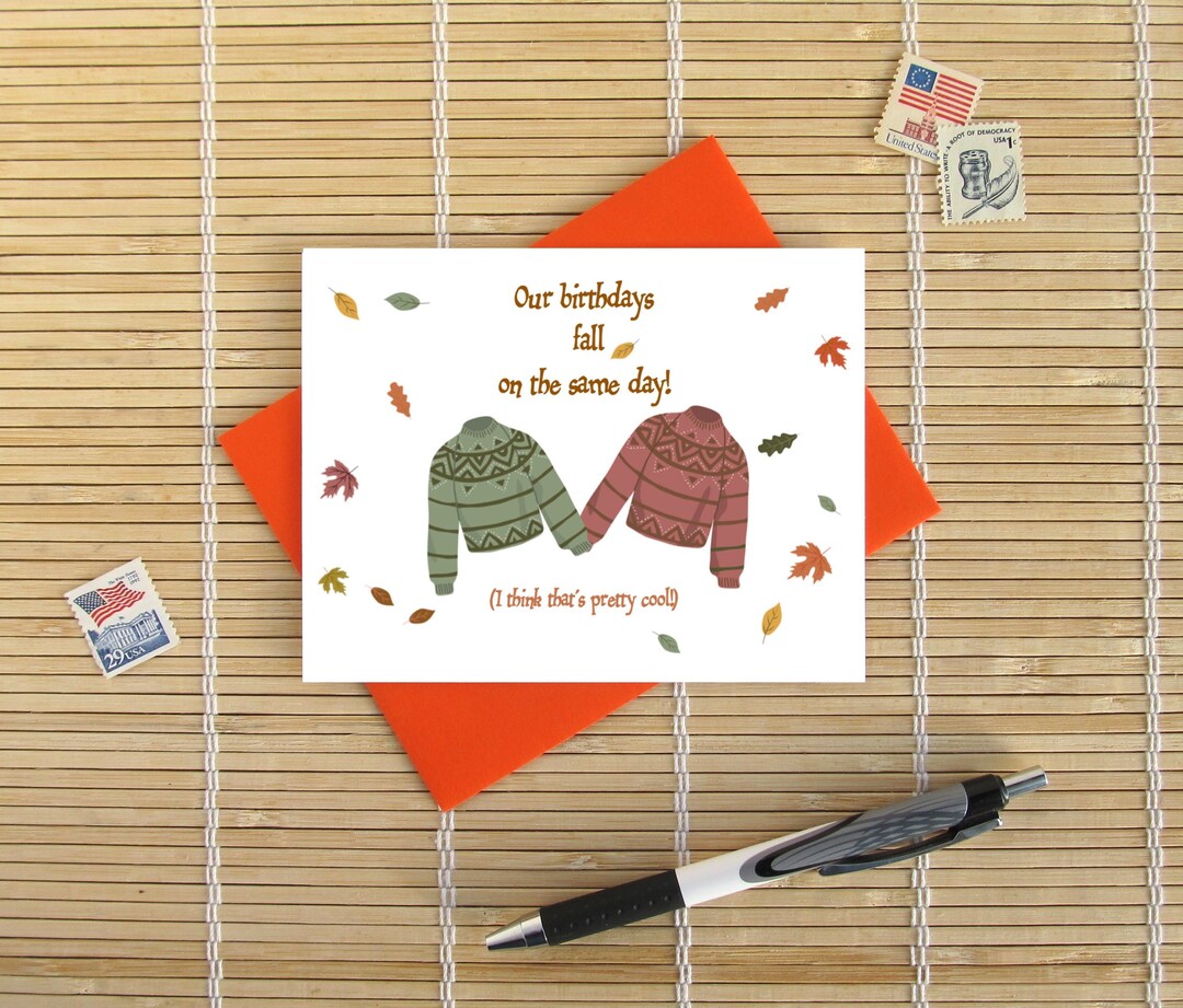 Autumn Shared Birthday Card / Our Birthdays Fall on the Same Day ...
