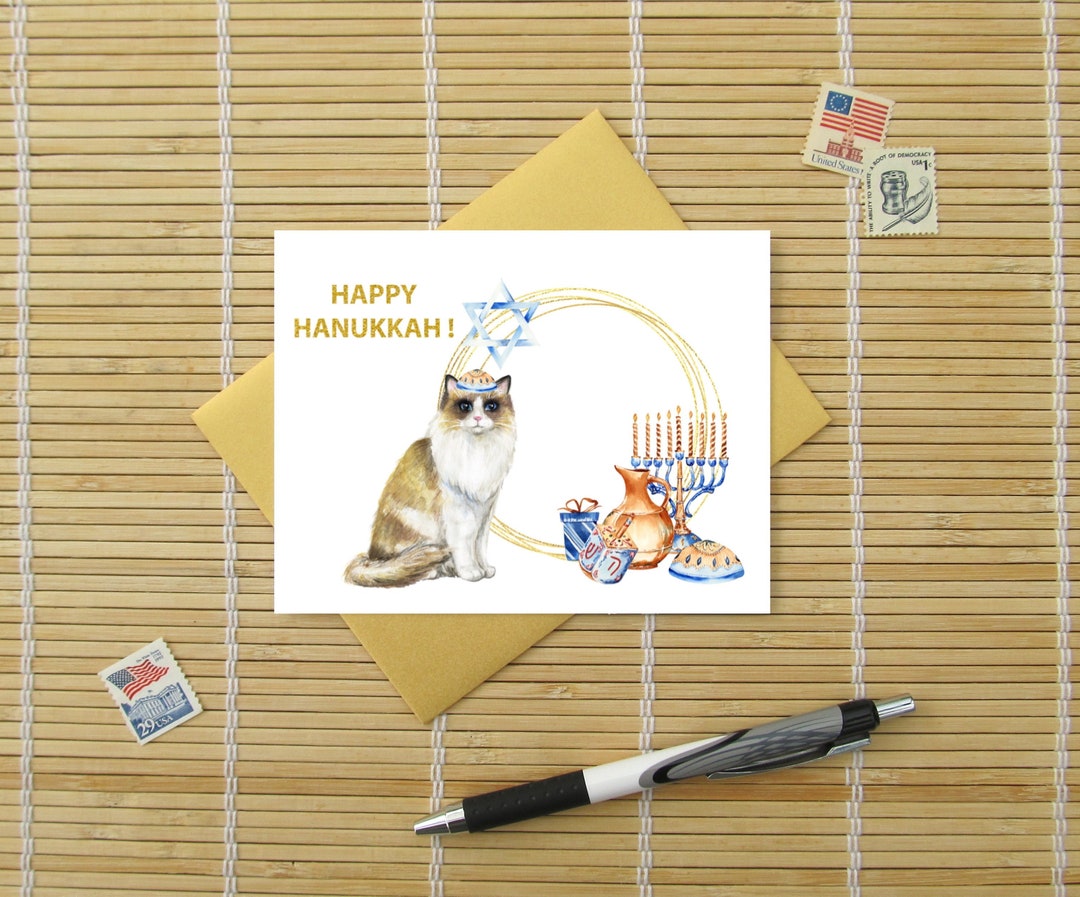 Happy Hanukkah! Hanukkah Greetings Cat / Cute Animals Holiday Greeting ...