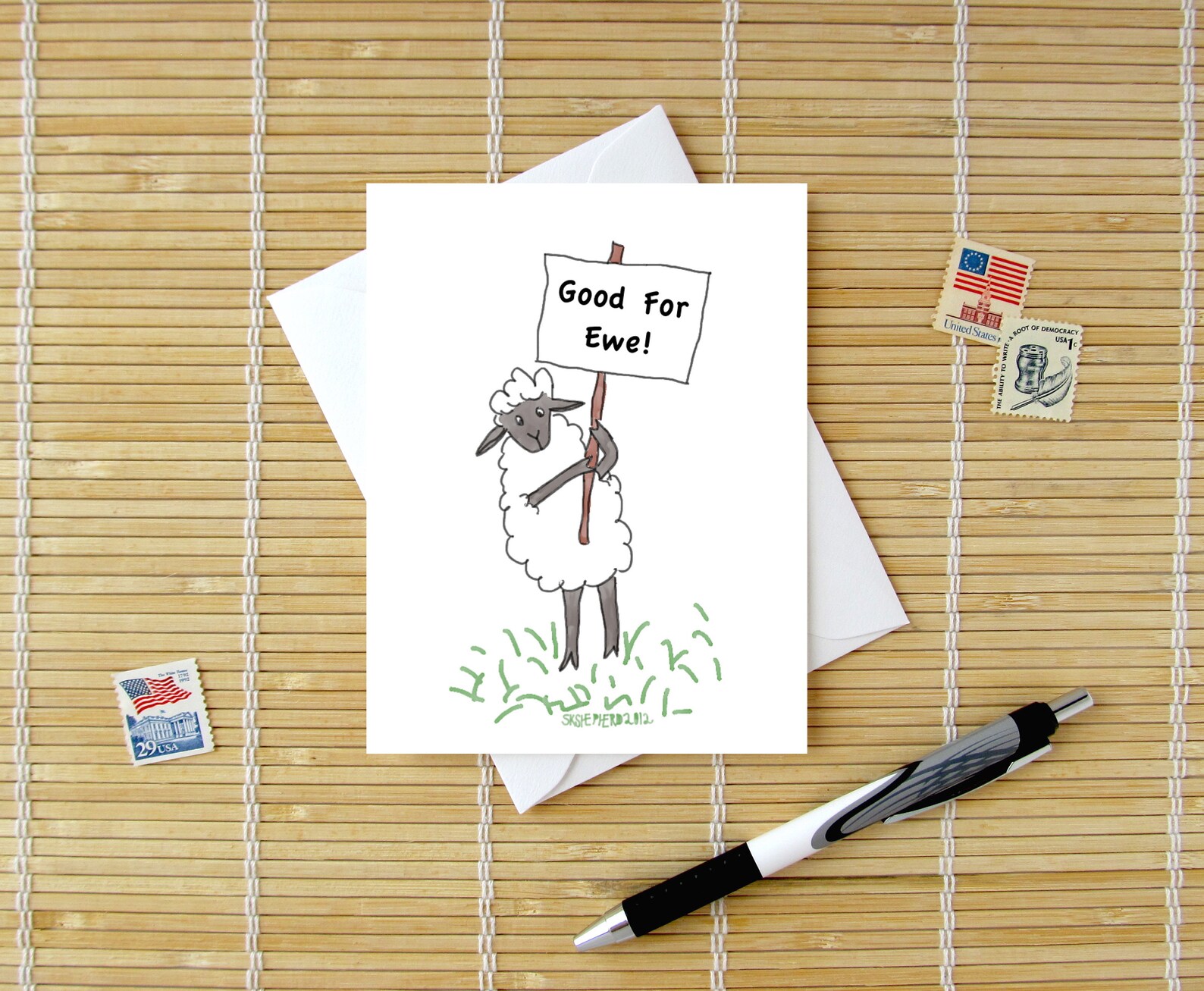 Sheep Holding A Sign Card // Choose Caption: Good for Ewe - Etsy Canada