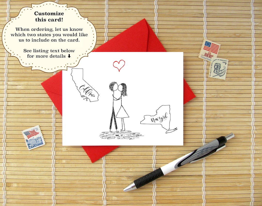 CUSTOM State Canoodle Doodle Couple Card // Canoodle Doodles 50 States ...