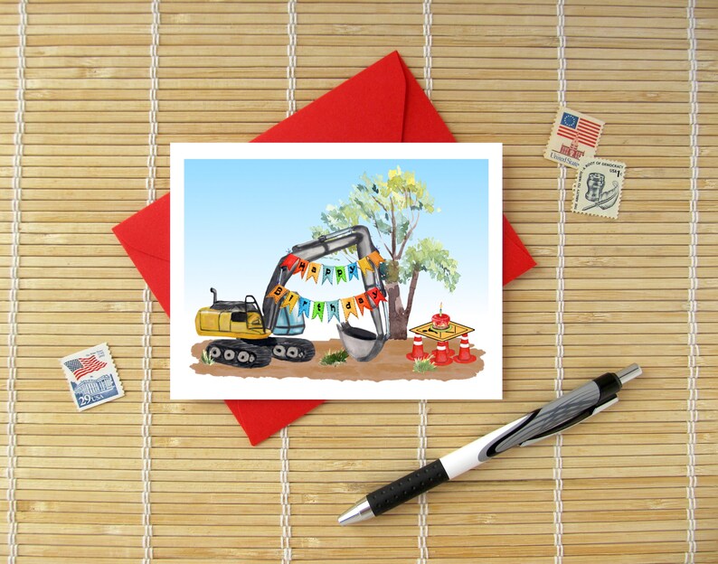 Happy Birthday / Funny Cute Construction Earth Mover Backhoe | Etsy