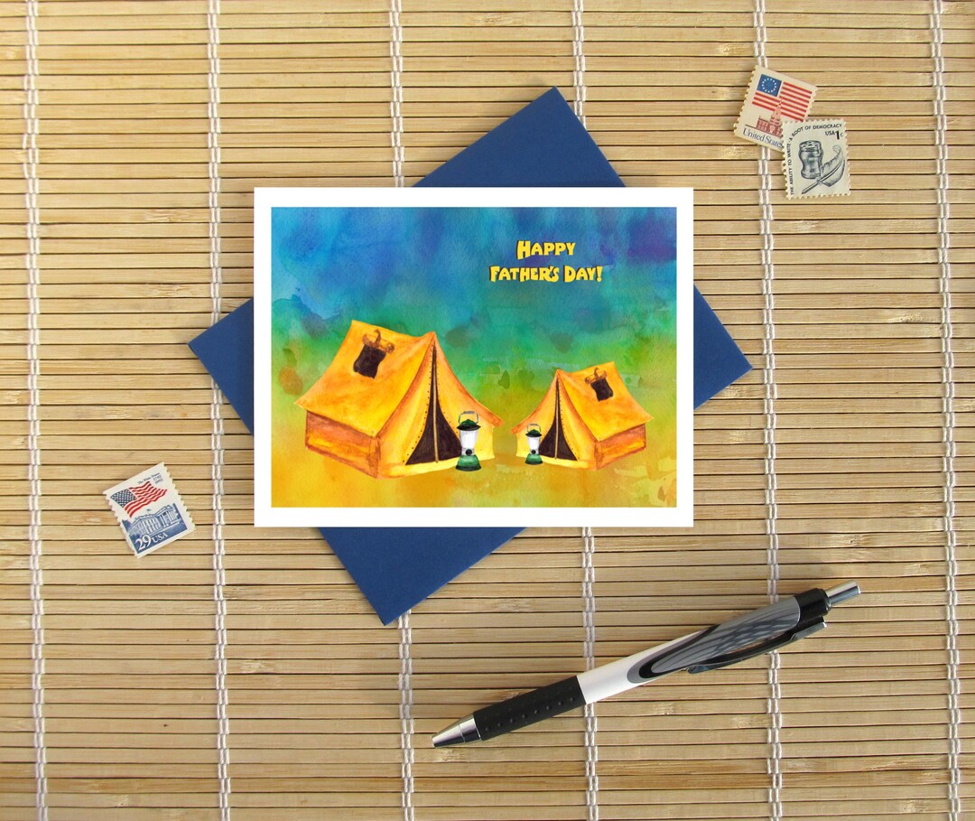 Happy Father's Day / Dad Tent and Kid Tent Father's Day Card / Camping ...