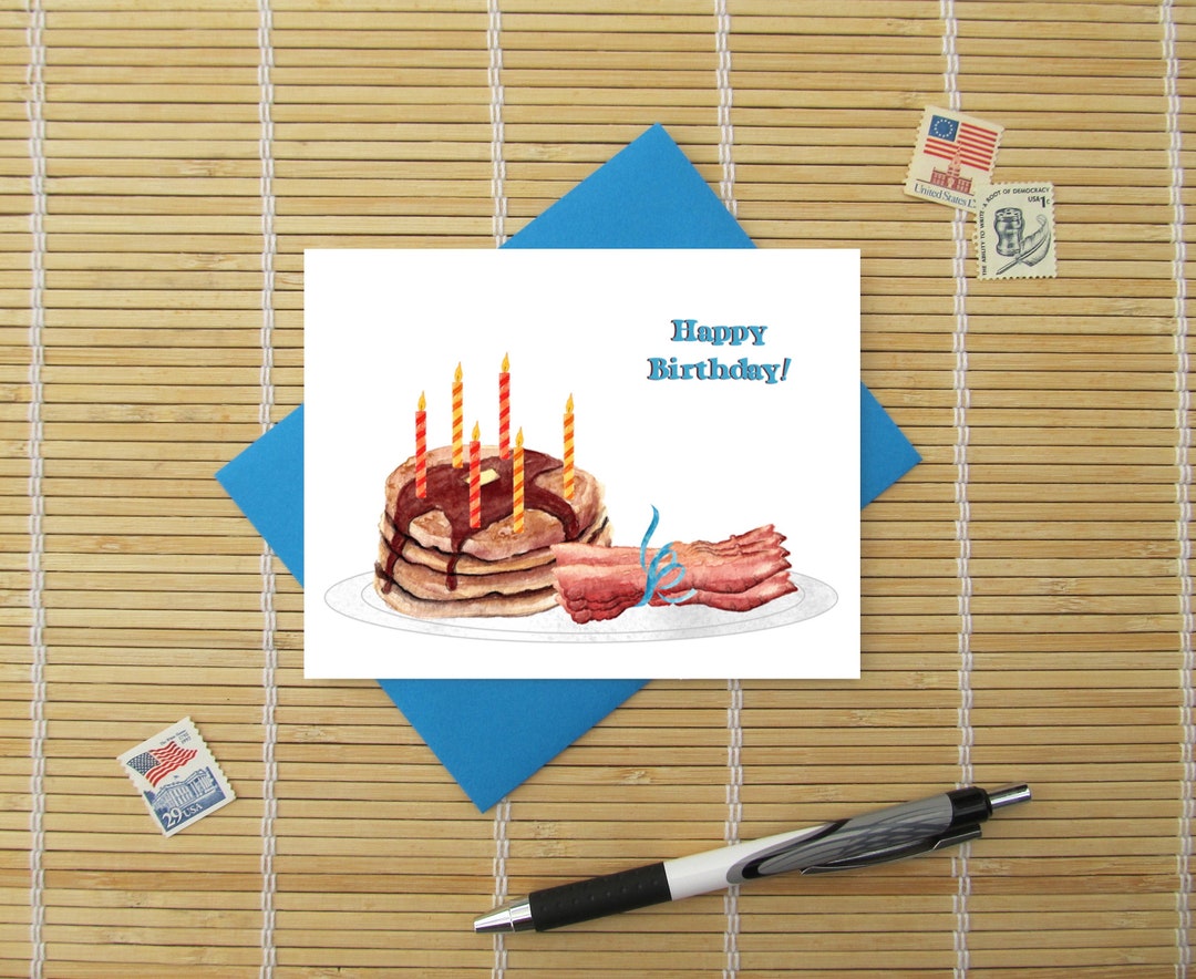 Happy Birthday / Funny Birthday Breakfast Card for Lover of Pancakes ...