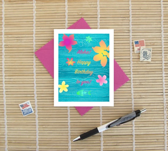 Aloha Happy Birthday To You / Tropical flowers beachy | Etsy