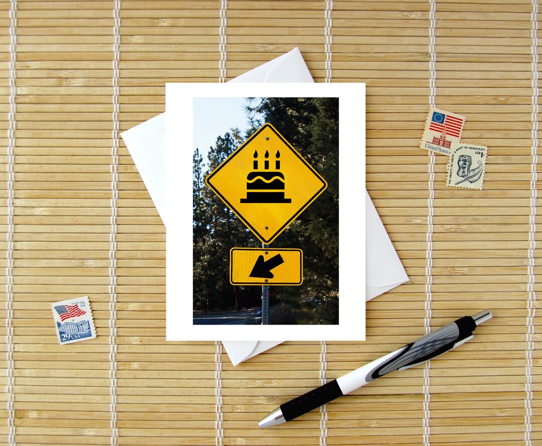 Birthday Cake Road Sign / Funny Happy Birthday Card for Him or Her ...