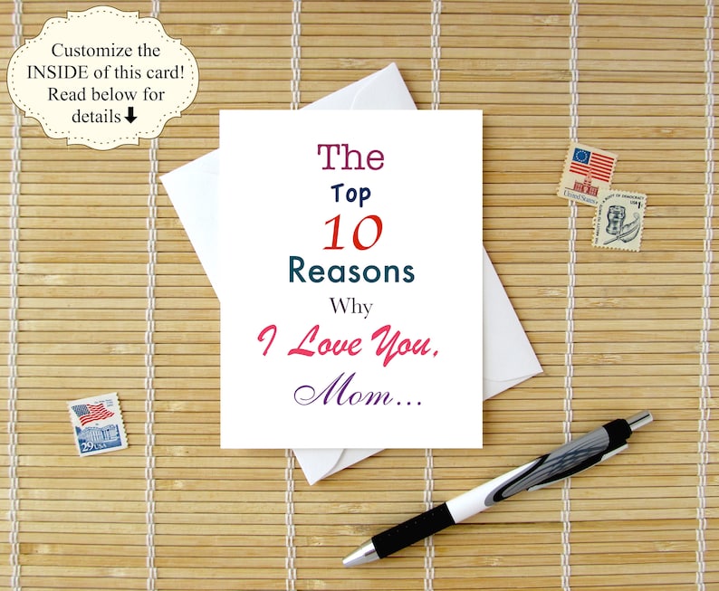 CUSTOM Mom Top 10 Reasons Why I Love You - We Print YOUR Reasons ...