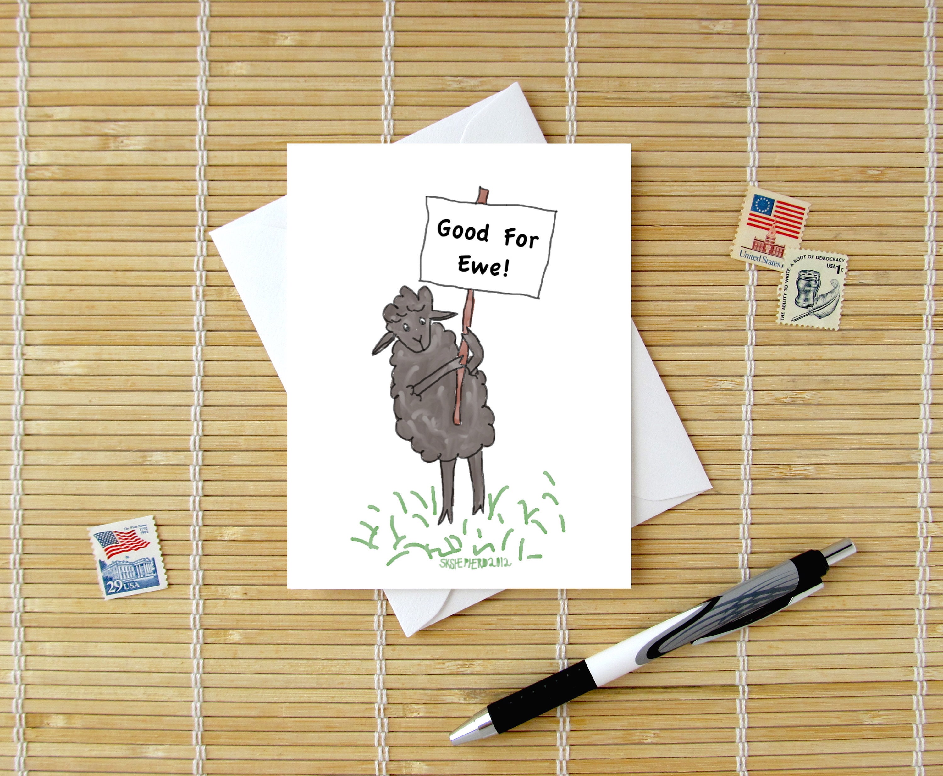 Sheep Holding A Sign Card // Choose Caption: Good for Ewe - Etsy Canada