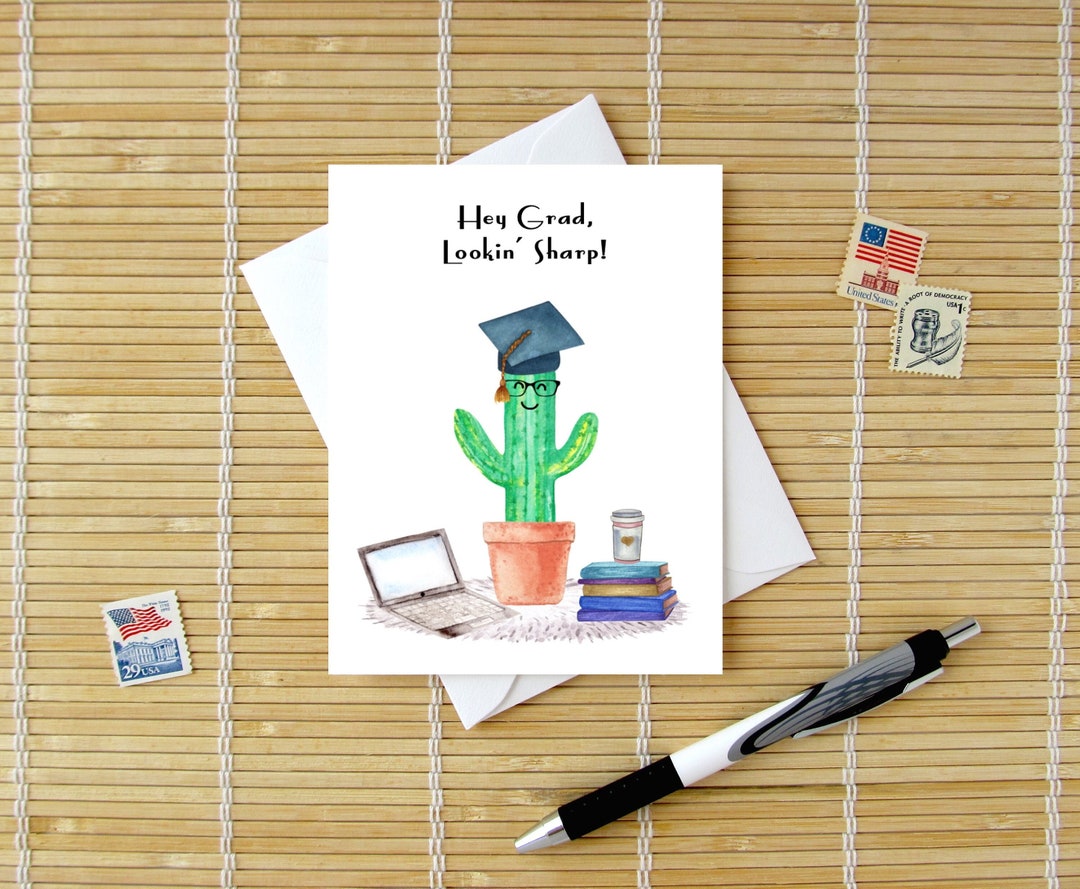 Happy Graduation Card / Hey Grad, Lookin' Sharp! / Cactus Pun Congrats ...