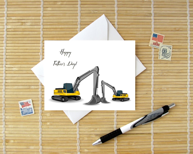 Happy Father's Day Construction Earth Mover Backhoe Card - Etsy